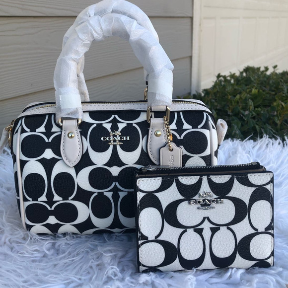 Coach | Bags | New Coach Mini Rowan Crossbody In Signature Canvas Wallet Set | Poshmark